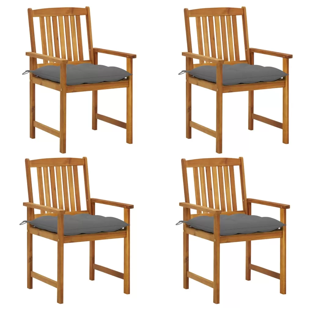 Set 4 bucati scaune regizor cu perne, gri