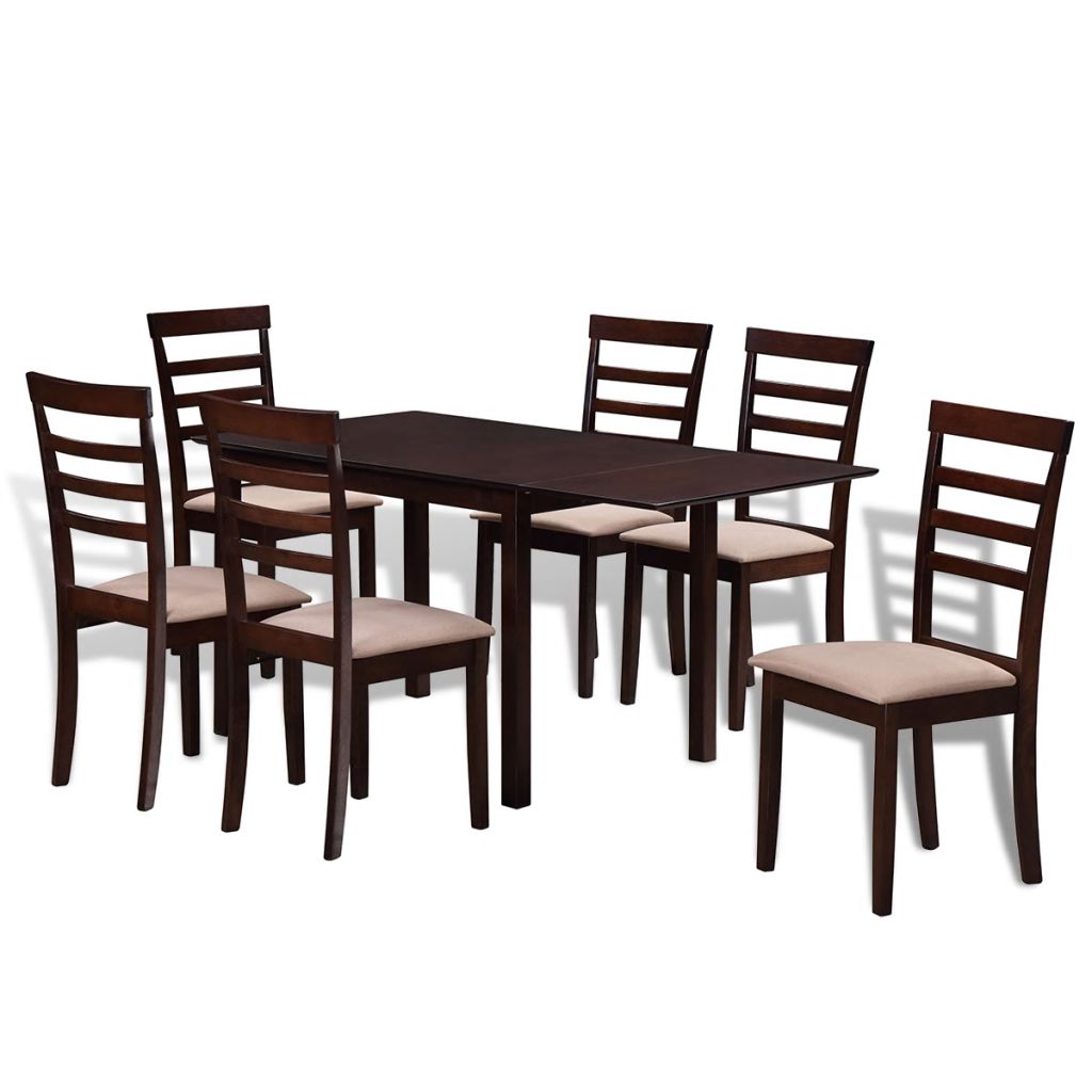 Set masa extensibila de bucatarie cu 6 scaune, maro, 150 x 75 x 75 cm