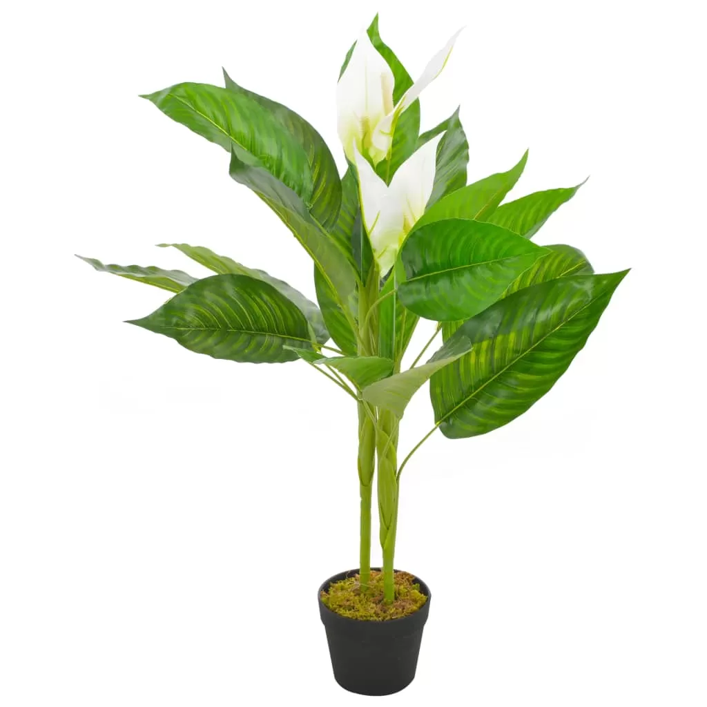 Planta artificiala floare Flamingo cu ghiveci, alb, 90 cm