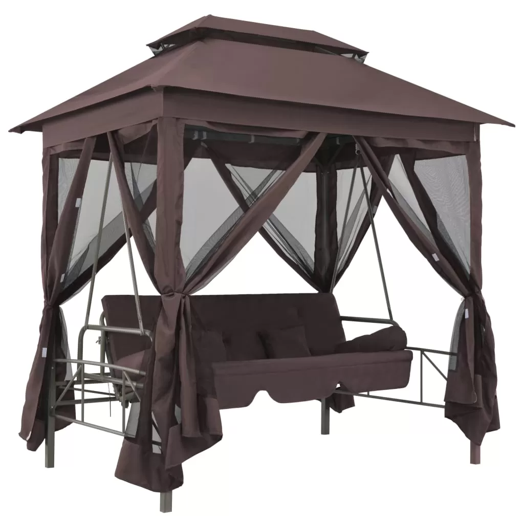 Balansoar extensibil cu pavilion, cafea, 2.2 x 160 x 2.4 m